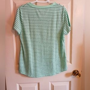 Talbots | Tops | Talbots Green Stripped Tshirt | Poshmark